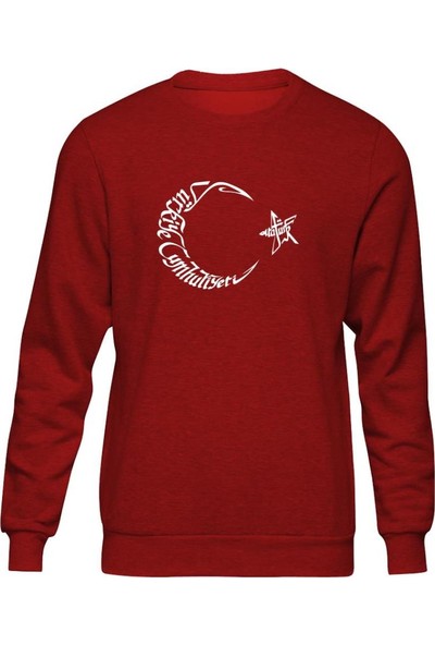 Fandomya Türkiye Cumhuriyeti Bayrak Kırmızı Sweatshirt Fandomya Türkiye Cumhuriyeti Bayrak Kırmızı Sweatshirt