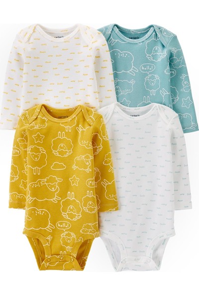 Carter's Koyun Desenli 4'lü Uzun Kollu Bebek Body