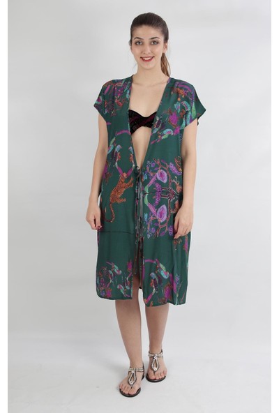 Alexander Gardi Kadın Baskılı Comfort Kalıp Kimono Yeşil (19B1506 02)