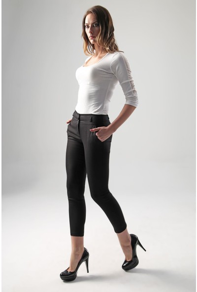 Aclassics Siyah Dar Kesim Bilek Boy Pamuk Pantolon