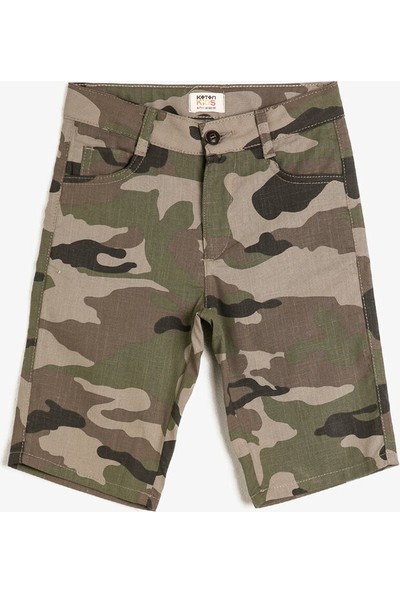 Koton Erkek Çocuk Pamuklu Kamuflaj Desenli Şort