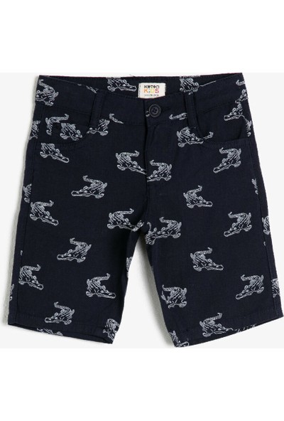 Koton Erkek Çocuk Pamuklu Hayvan Baskılı Cepli Şort