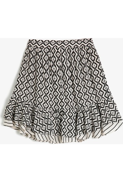 Koton Kadın Desenli Fırfırlı Mini Etek