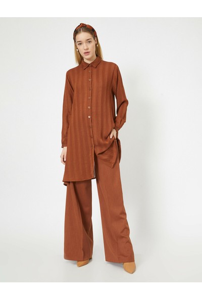 Koton Kadın Geniş Paça Rahat Kesim Dokuma Pantolon Koton Kadın Geniş Paça Rahat Kesim Dokuma Pantolon