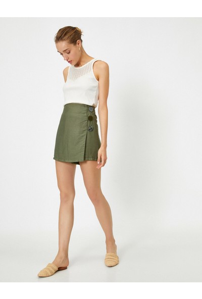Koton Kadın Dügmeli Şort Etek