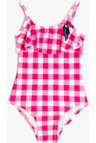 Koton Firfir Detaylı Ekose Desenli Mayo