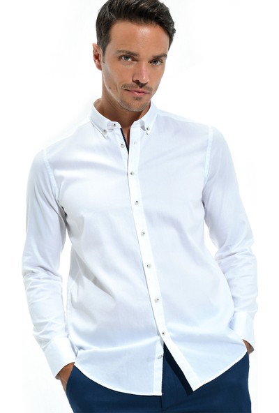 Morven Pinpont Düğmeli Yaka Gömlek Beyaz Morven Pinpont Düğmeli Yaka Gömlek Beyaz