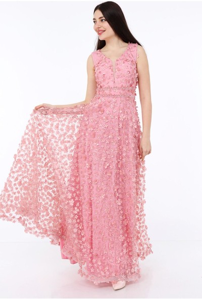 Cristina Üç Boyutlu Kumaş Uzun Abiye Cristina Üç Boyutlu Kumaş Uzun Abiye