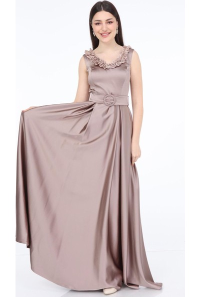 Cristina Saten Uzun Abiye Cristina Saten Uzun Abiye