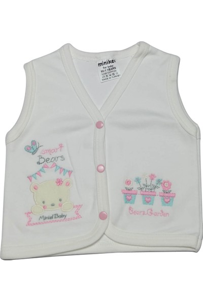 Minikel Çiçekçi Ayıcık Penye Yelek Ekru 6 - 12 Ay Minikel Çiçekçi Ayıcık Penye Yelek Ekru 6 - 12 Ay