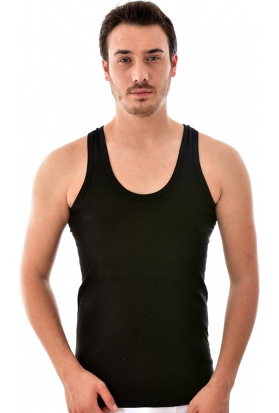 Seher 12 Adet 0001 Erkek Askılı Penye Atlet Siyah