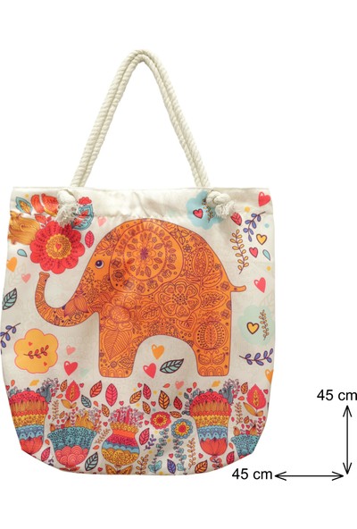 Full Reyon Plaj Çantası Fermuarlı Büyük Boy Sevimli Dostlar (Fil) Full Reyon Plaj Çantası Fermuarlı Büyük Boy Sevimli Dostlar (Fil)