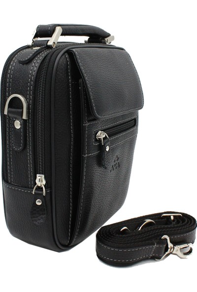 Aka Deri 305 Deri Erkek El ve Omuz Askılı Çanta Siyah