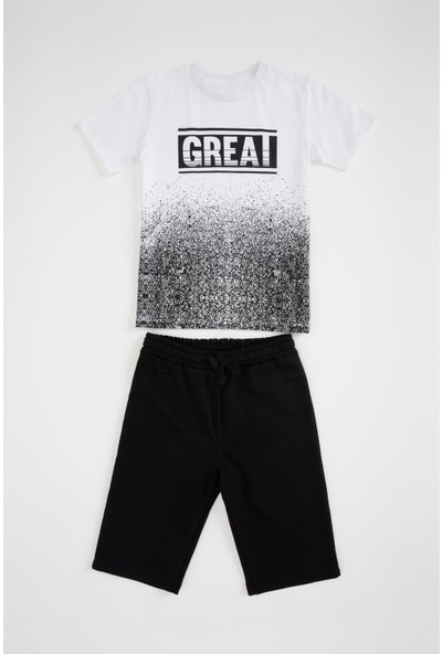 DeFacto Erkek Çocuk Baskılı Kısa Kollu Tişört Bermuda Şort Takım S4351A620HS