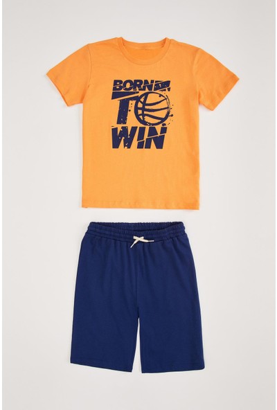 DeFacto Erkek Çocuk Baskılı Bisiklet Yaka Kolsuz Atlet Bermuda Şort Takım S4815A620HS