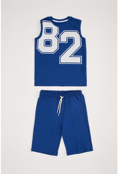 DeFacto Erkek Çocuk Baskılı Bisiklet Yaka Kolsuz Atlet Bermuda Şort Takım S4816A620HS
