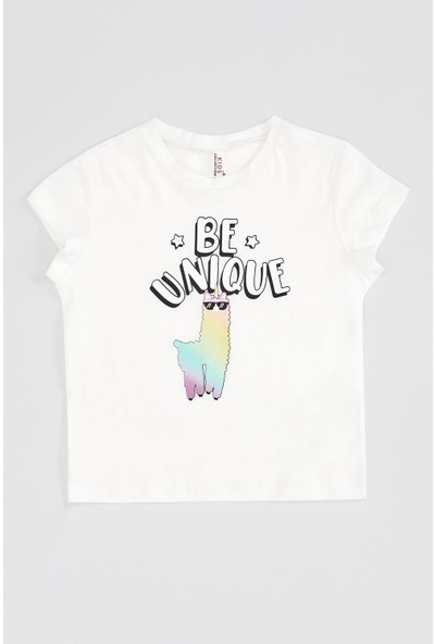 Defacto Kız Çocuk Unicorn Baskılı Pamuklu Tişört S4982A620HS