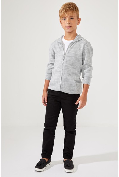 DeFacto Erkek Çocuk Kapüşonlu Fermuarlı Triko Hırka O0170A620AU