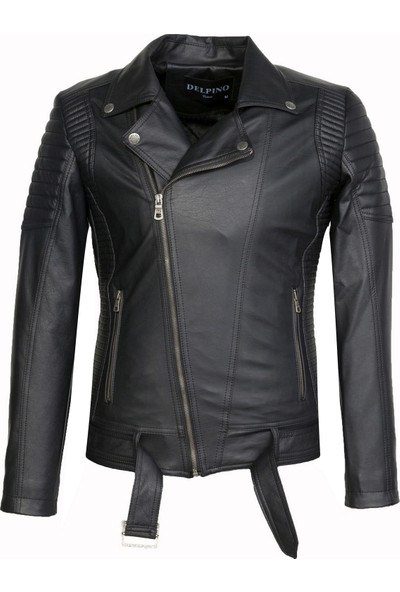 Delpino Dar Kesim Kemerli Deri Ceket Delpino Dar Kesim Kemerli Deri Ceket