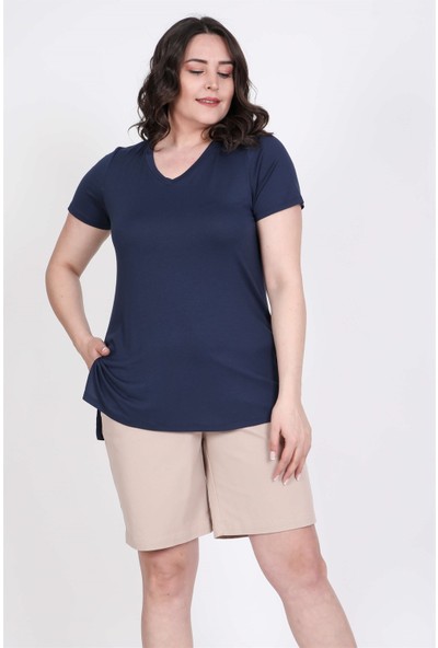 Myline V Yakalı Tişört 45548