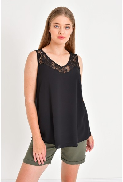 Myline Dantel Detaylı Kolsuz Bluz 45686