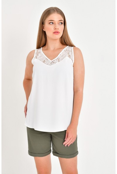 Myline Dantel Detaylı Kolsuz Bluz 45685 Myline Dantel Detaylı Kolsuz Bluz 45685