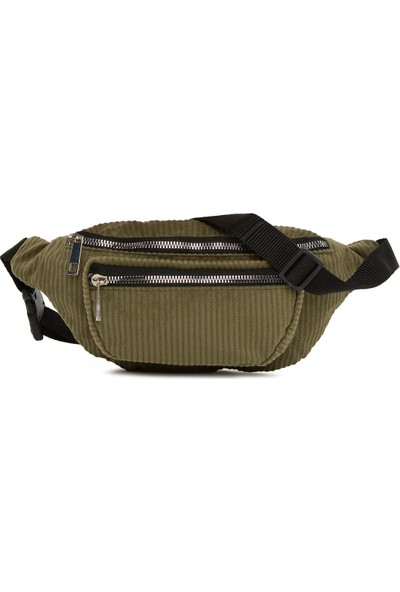 Bagmori Haki Kadife Cepli Bel Çantası