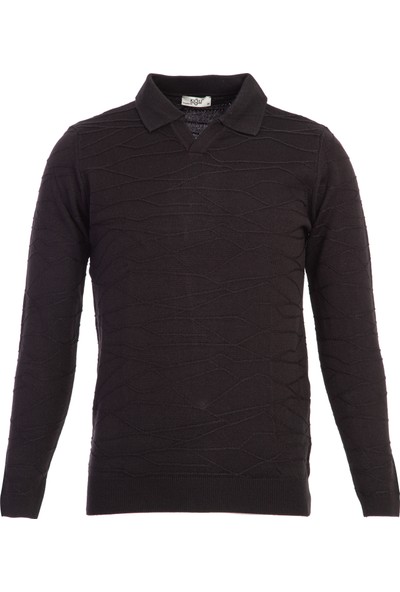 Kiğılı Polo Yaka Regular Fit Desenli Triko