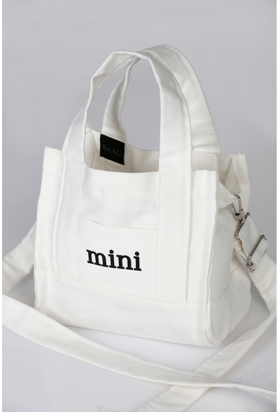 Baag İstanbul Tasarım Pamuklu Beyaz Kanvas Mini Postacı Çanta Baag İstanbul Tasarım Pamuklu Beyaz Kanvas Mini Postacı Çanta