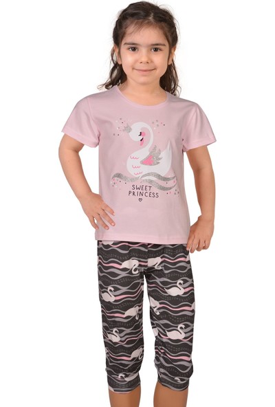 Nicoletta Pembe Kız Çocuk Kısa Kol Kapri Pijama Takımı
