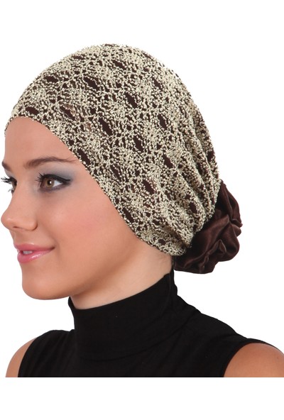 Fidan Bone Buklet Güllü Hazır Türban Tesettür Bone