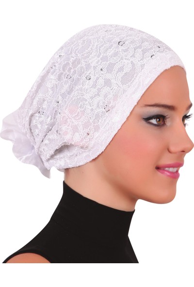 Fidan Dantel Güllü Bone Tesettür Kadın