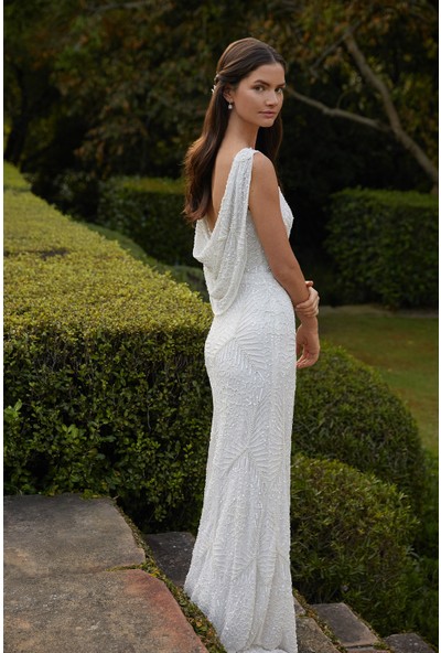 Oleg Cassini Payet Işlemeli Sırtı Degaje Detaylı Dar Kesim Gelinlik