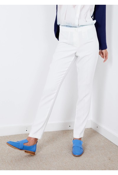 Adze Kadın Ekru Boru Paça Kumaş Pantolon Adze Kadın Ekru Boru Paça Kumaş Pantolon