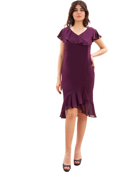 Sevgi Sert Kadın Şifon Valonlu Elbise Sevgi Sert Kadın Şifon Valonlu Elbise