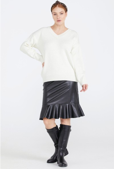 Sementa Kadın V Yaka Triko Kazak