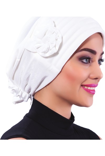 Fidan Bone Kadife Bandana Krem Hazır Türban Tesettür Bone