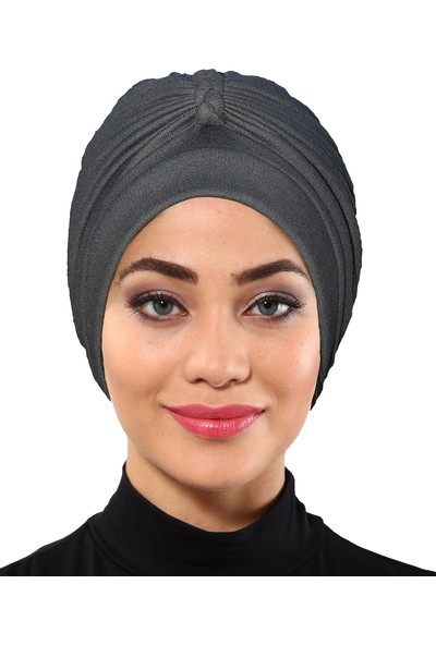 Fidan Soft Örgülü Füme Tesettür Bone