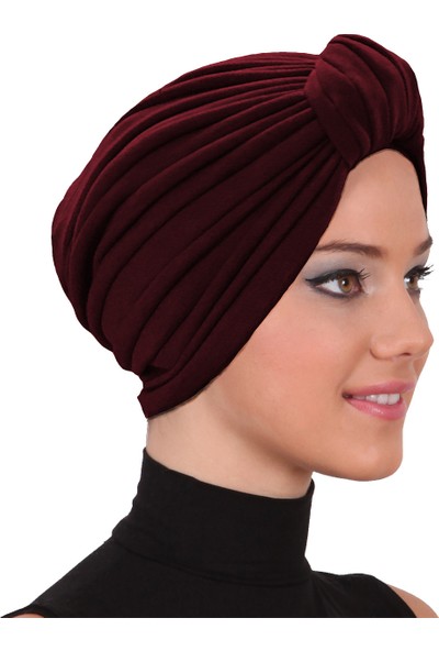 Fidan Soft Topuz Bordo Tesettür Bone