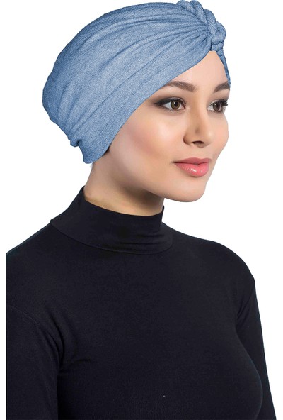 Fidan Soft Burgulu Mavi-Melanj Tesettür Bone