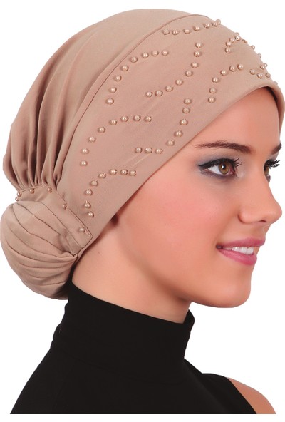 Fidan Bone Topuzlu Bej Hazır Türban Tesettür Bone Fidan Bone Topuzlu Bej Hazır Türban Tesettür Bone