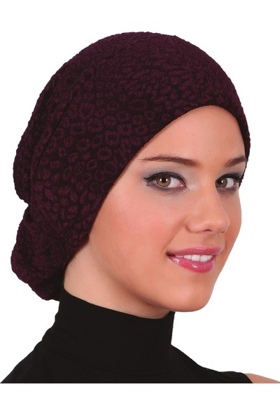 Fidan Bone Topuzlu Brokar Mürdüm Hazır Türban Tesettür Bone Fidan Bone Topuzlu Brokar Mürdüm Hazır Türban Tesettür Bone