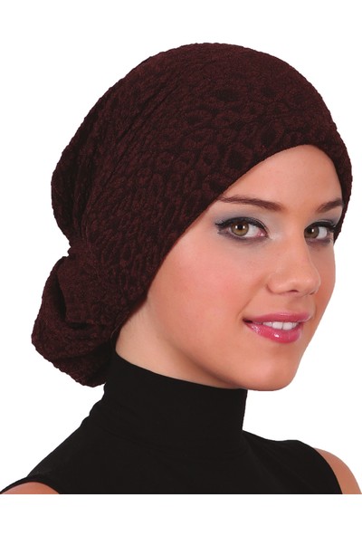 Fidan Topuzlu Brokar Kahve Tesettür Bone Fidan Topuzlu Brokar Kahve Tesettür Bone