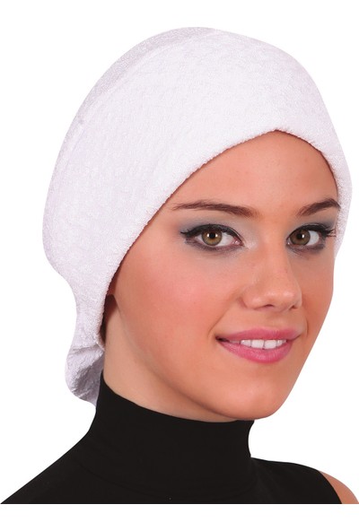 Fidan Bone Topuzlu Brokar Beyaz Hazır Türban Tesettür Bone Fidan Bone Topuzlu Brokar Beyaz Hazır Türban Tesettür Bone