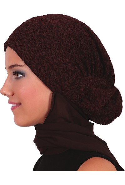 Fidan Bone Topuzlu Atkılı Brokar Kahve Hazır Türban Tesettür Bone Fidan Bone Topuzlu Atkılı Brokar Kahve Hazır Türban Tesettür Bone