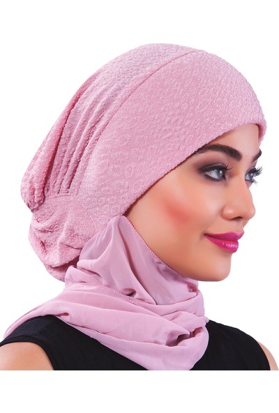 Fidan Bone Topuzlu Atkılı Brokar Pudra Hazır Türban Tesettür Bone Fidan Bone Topuzlu Atkılı Brokar Pudra Hazır Türban Tesettür Bone