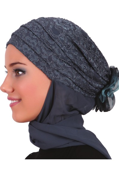 Fidan Dantel Atkılı Füme Tesettür Bone