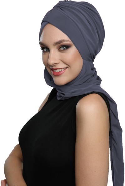 Fidan Kardelen Atkılı Koyu Gri Tesettür Bone