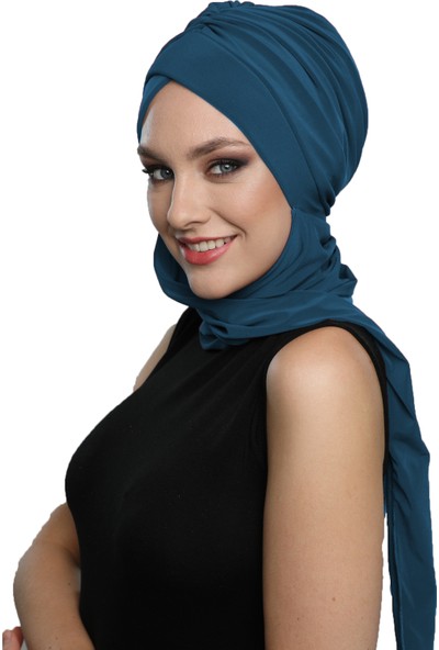 Fidan Bone Kardelen Atkılı Petrol Hazır Türban Tesettür Bone