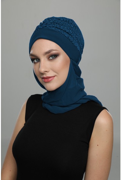 Fidan Brokar Atkılı Petrol Tesettür Bone